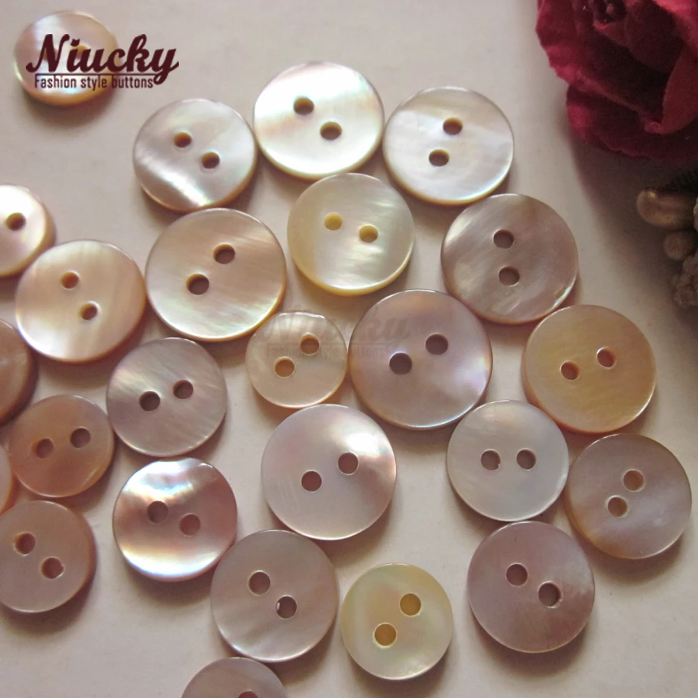 Low MOQ 9mm - 12.7mm 2 Holes Flat Natural Pearl Shell Shirt Buttons for ...