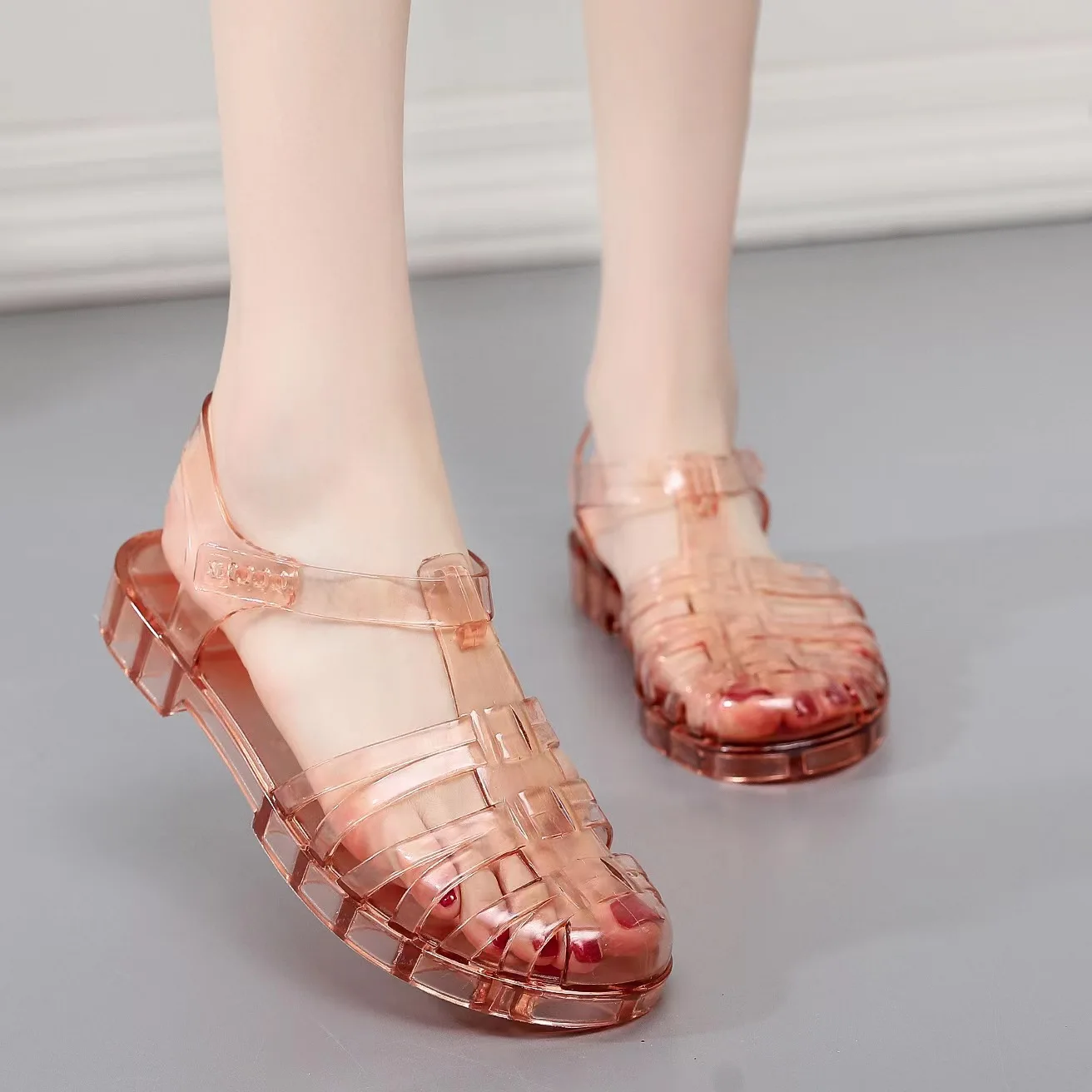 2024 Fashion Models Slip On Flat Crystal Casual Roman Style Summer Pvc ...