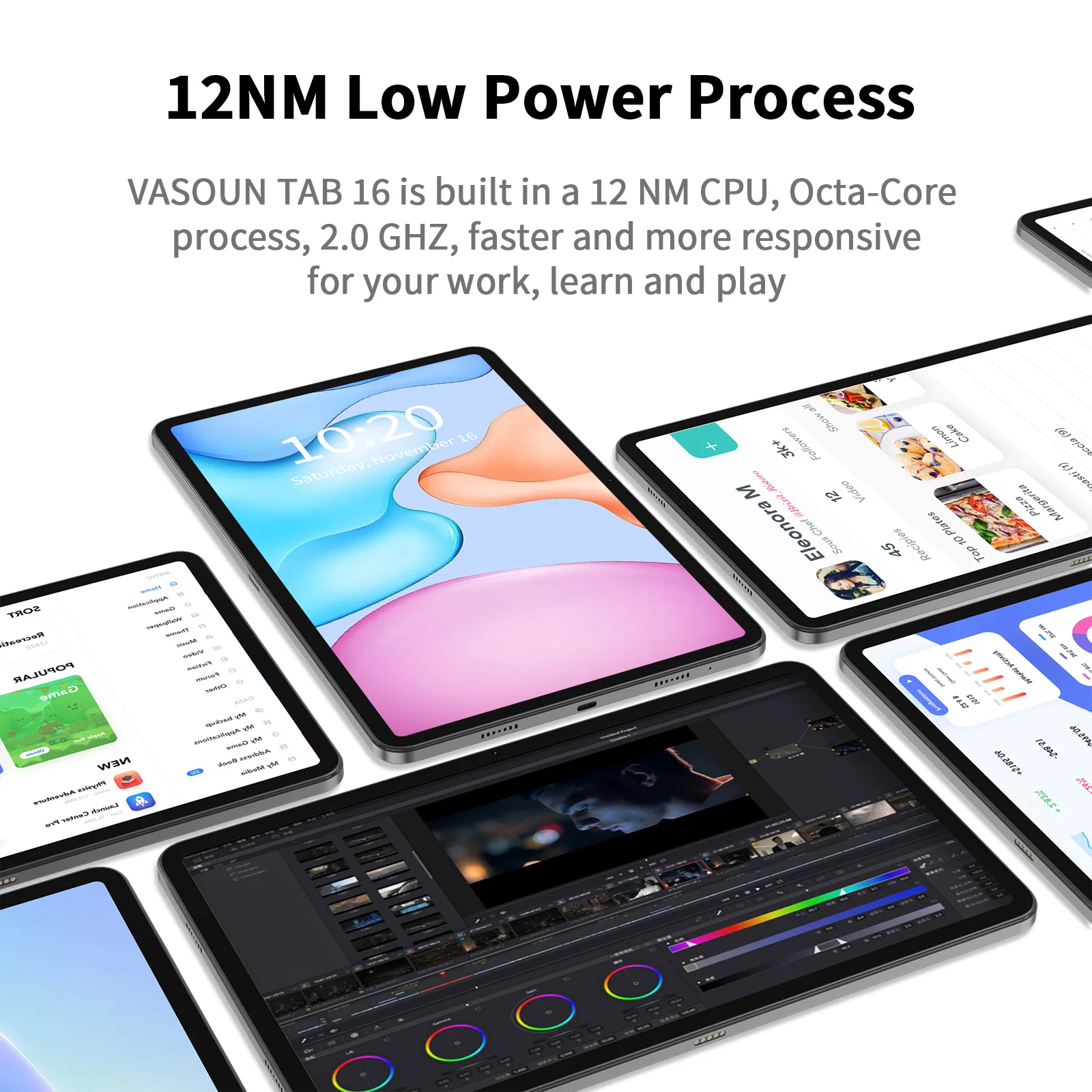 VASOUN 12 Inch Android 13 Tablet PC, 256GB ROM, 8GB RAM, Case Included ...