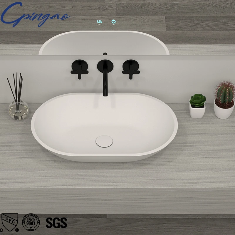 Public Bathroom Sinks Black Marble Cabinet Solid Surface Wash Basin ...
