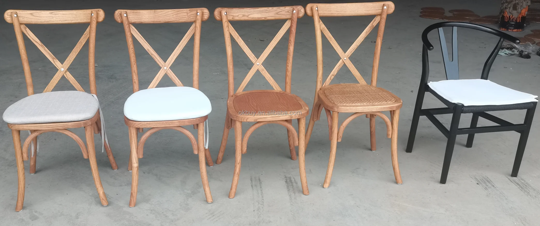 High Quality Real Wood Crossback Chair Rental Wedding Restaurant Chair ...