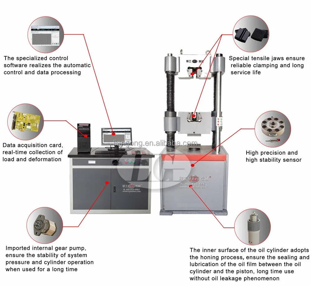 Manual Control Valve 1000kn Hydraulic Steel Tensile Testing Machine ...
