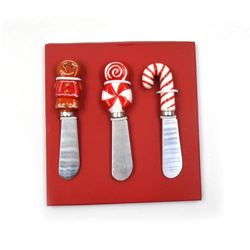 3-piece Christmas Cutlery Set Hand Painted Christmas Stainless Steel ...