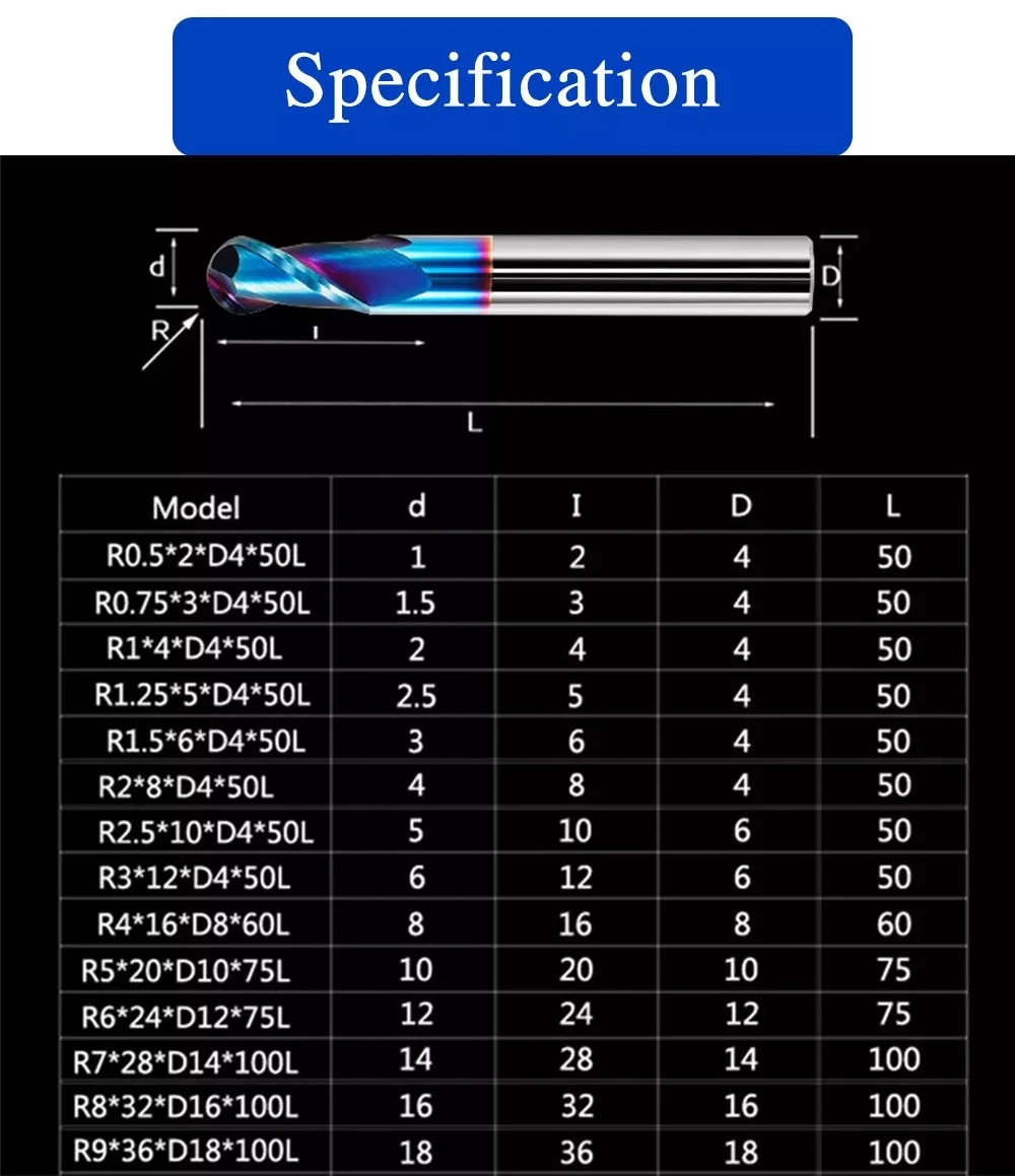 Hrc65 Bóng Mũi End Mills Cnc Rắn Tungsten Carbide Phay Cutter Công Cụ ...