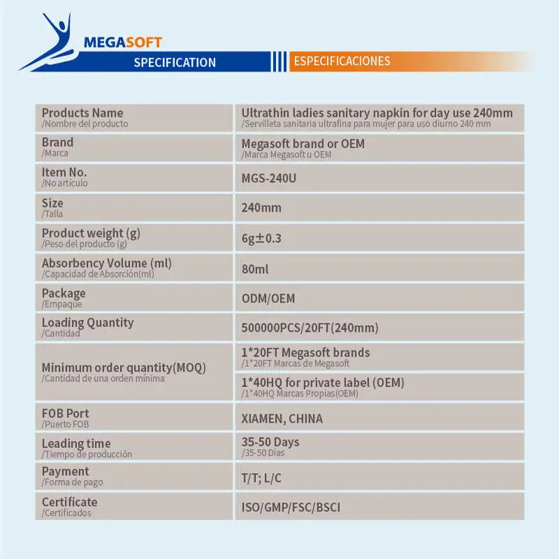 MEGASOFT 240U Sanitary Napkins - Super Absorbent & Comfortable