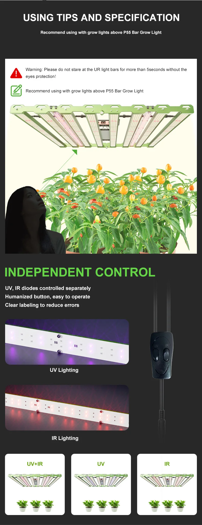 Kingbrite 48W UV IR Grow Bloom Booster Strip for P55 LED