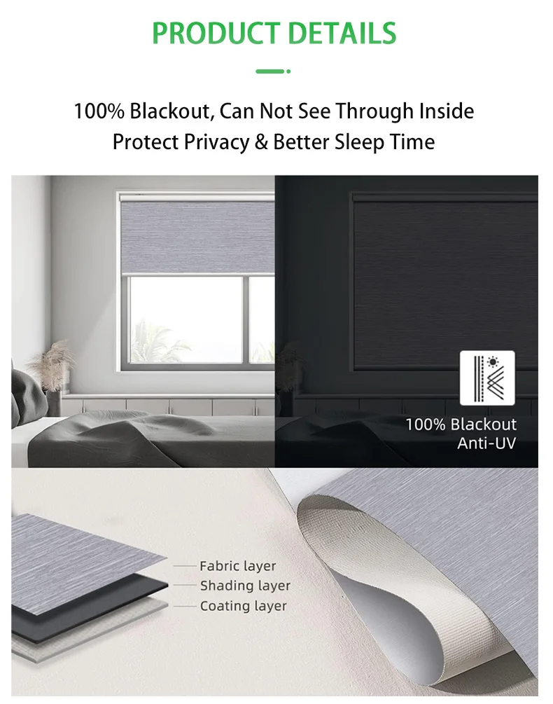Spring Loaded Waterproof Thermal Roller Blinds for Windows