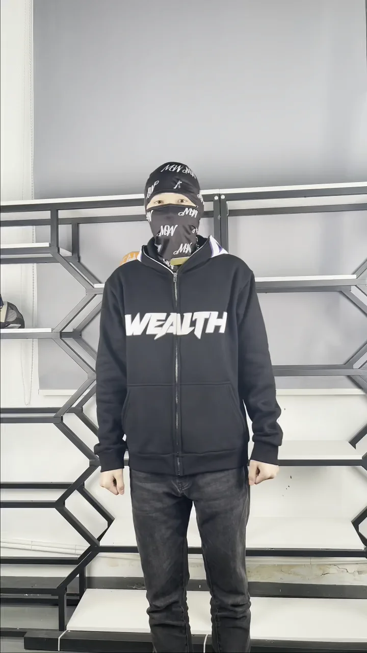 Custom Wholesale 100% Cotton Premium 3d Full Zip Up Puff Print Hoodie ...