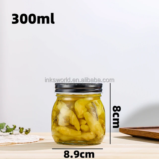 300ml / 500ml / 1000ml Small Round Glass Jam Jars Glass With Lid ...