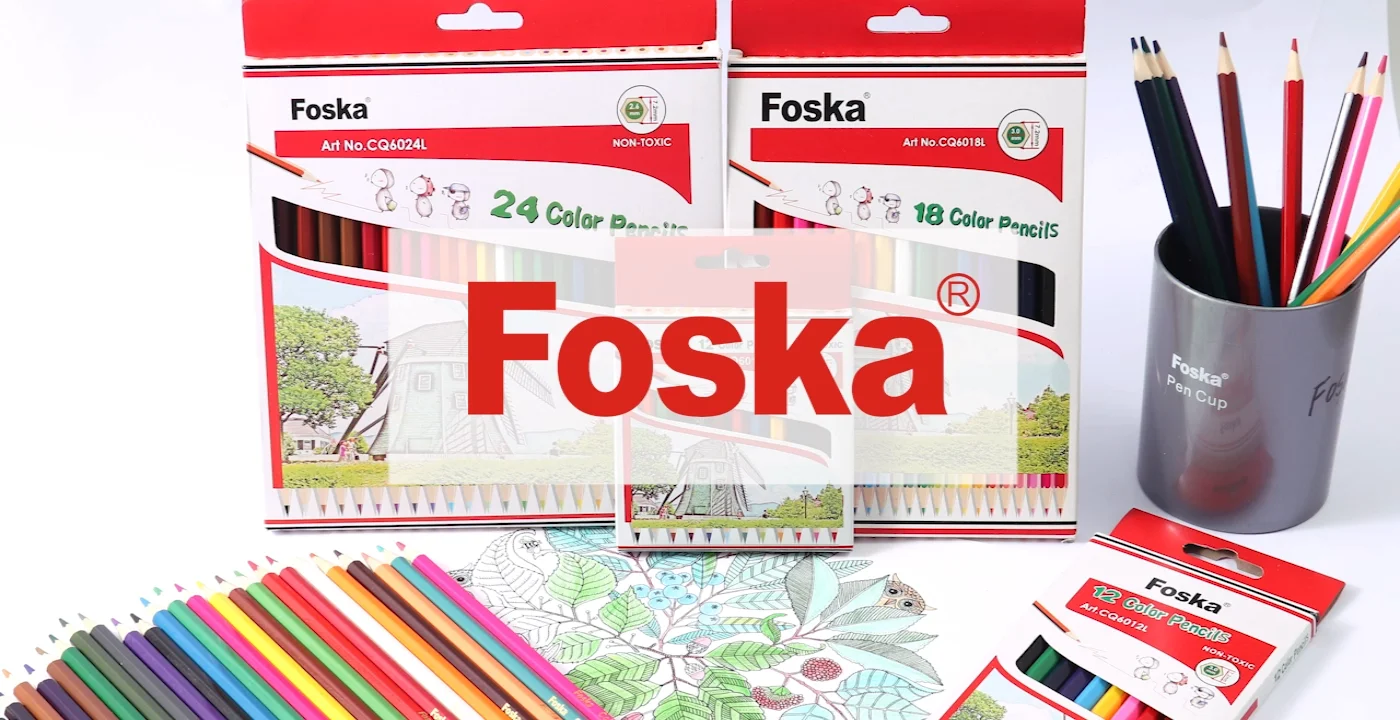 Foska Pre-sharpened Colored Pencils Smooth Writing Oil 24 Count Pencils ...
