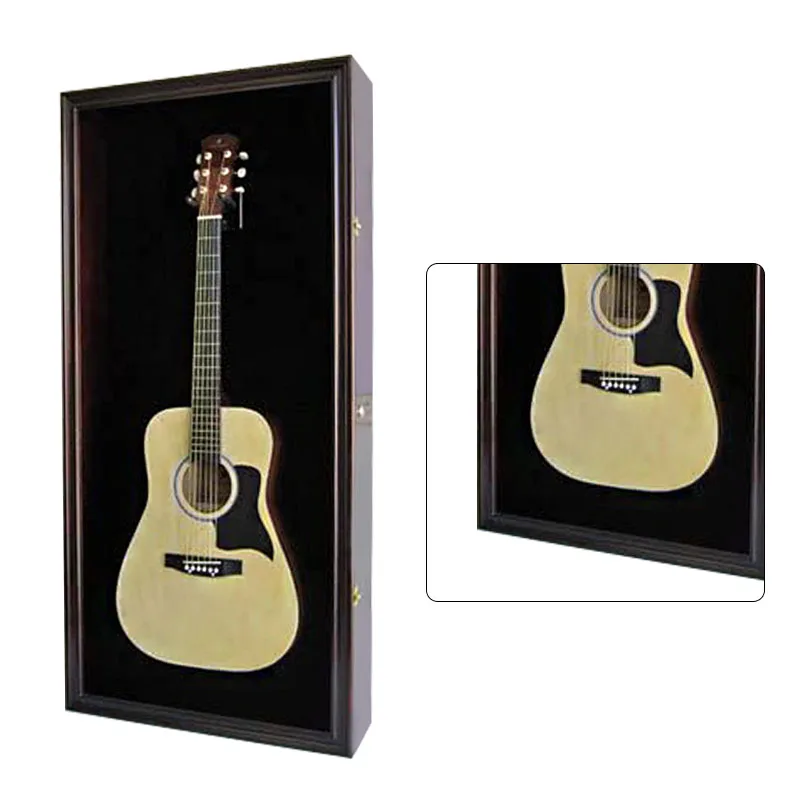 Wall Mount Guitar Display Case - Mahogany or Black Finish