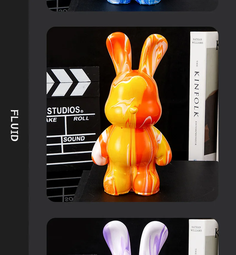 Resin Craft White Embryos Fluid Rabbit Saving Pot Fluid Art DIY Paint ...