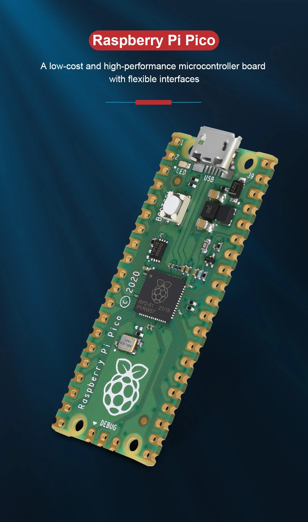 26 Gpio Pins Raspberry Pi Pico Rp2040 Micro Controller Board Raspberry Pi Pico Wifi With Headers ...