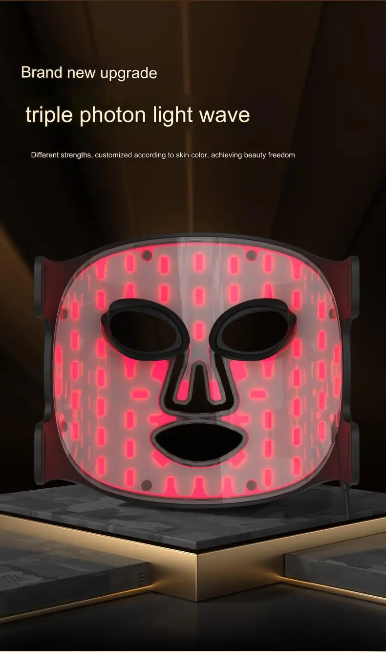 A423 Three Color Led Face Light Therapy Silicone Mask Wireless Face ...