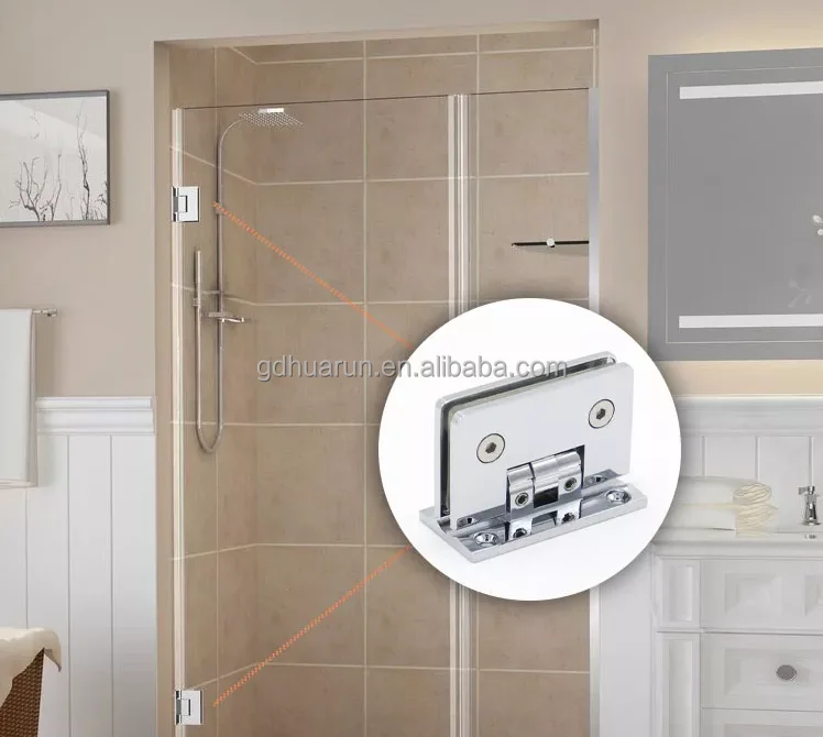 90 Degree Glass Shower Door Hinge Stainless Steel Door & Window Hinges Black 8-12mm Frameless ...