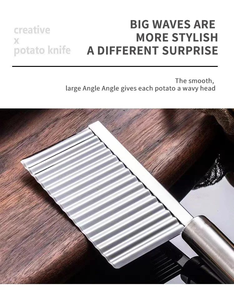 304 Stainless Steel Kitchen Crinkle Tool Chopper Potato Chip Crinkle ...