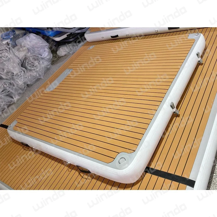 Wood Grain Drop Stitch Sun Deck - Inflatable Floating Dock