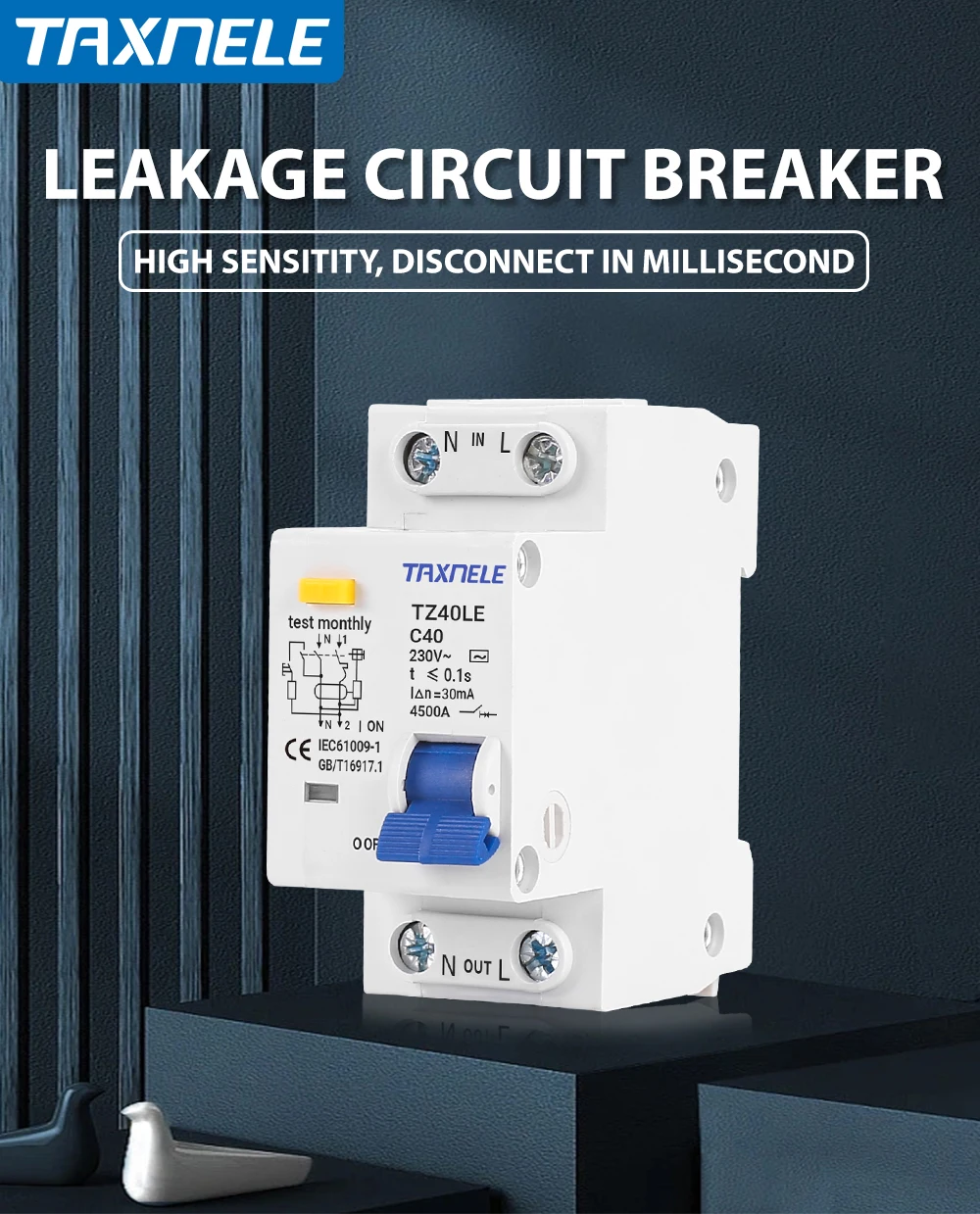 Rcbo Mcb Dpnl Residual Current Circuit Breaker 1p+n Dz40le Epnl Over ...