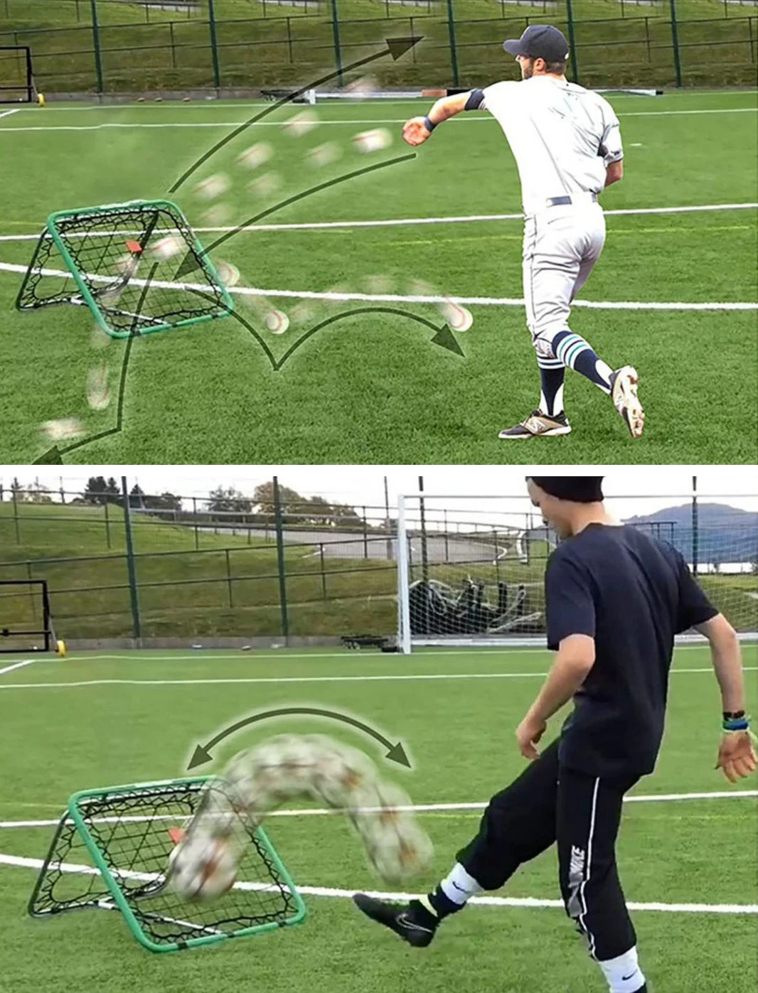 Double Sided Portable Rebound Net Adjustable Angle Soccer Net Mini ...