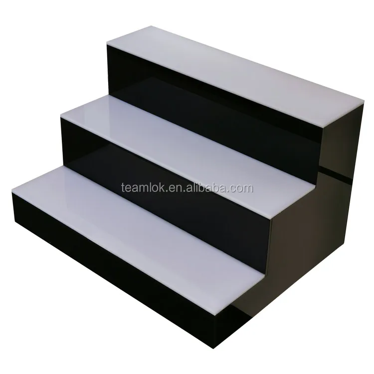 Customized 3 Step Tiered Led Acrylic Bottle Shelf Display 3tier Led Bar ...