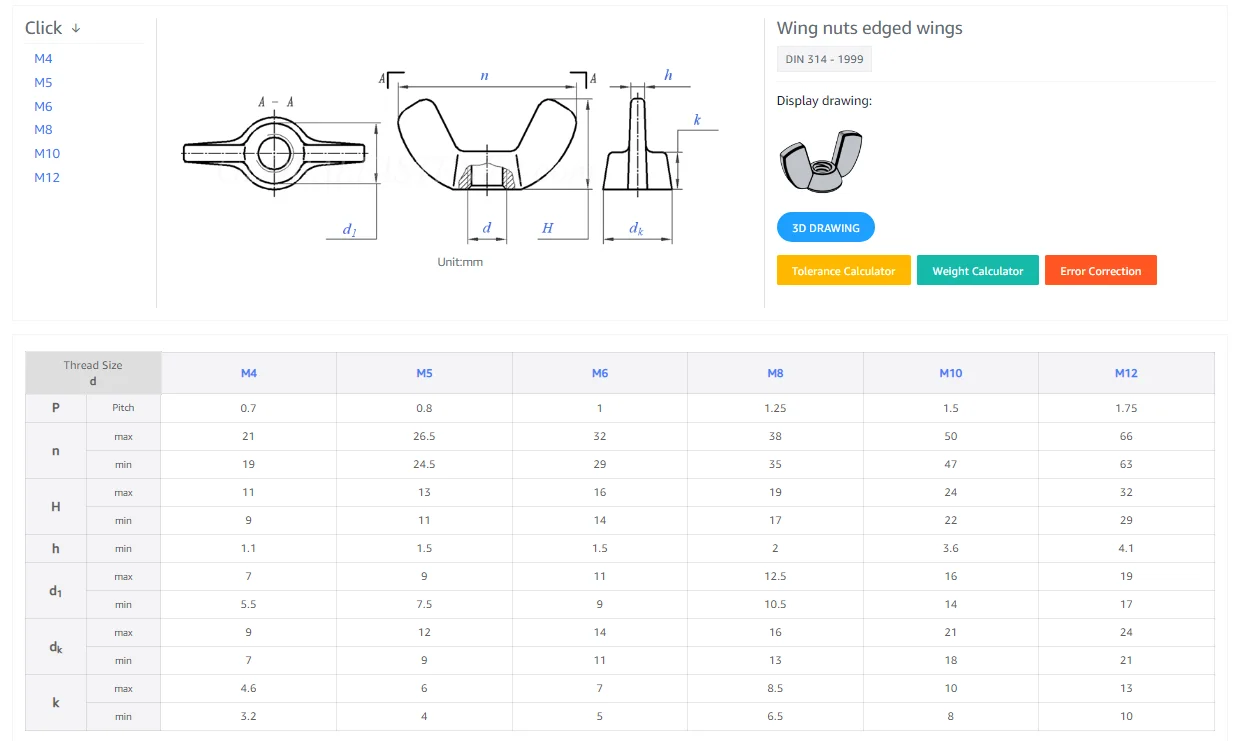 M6 M10 M12 ASTM INOX B8 B8M B8T A453 GR660 A286 Stainless Steel Wing Nuts