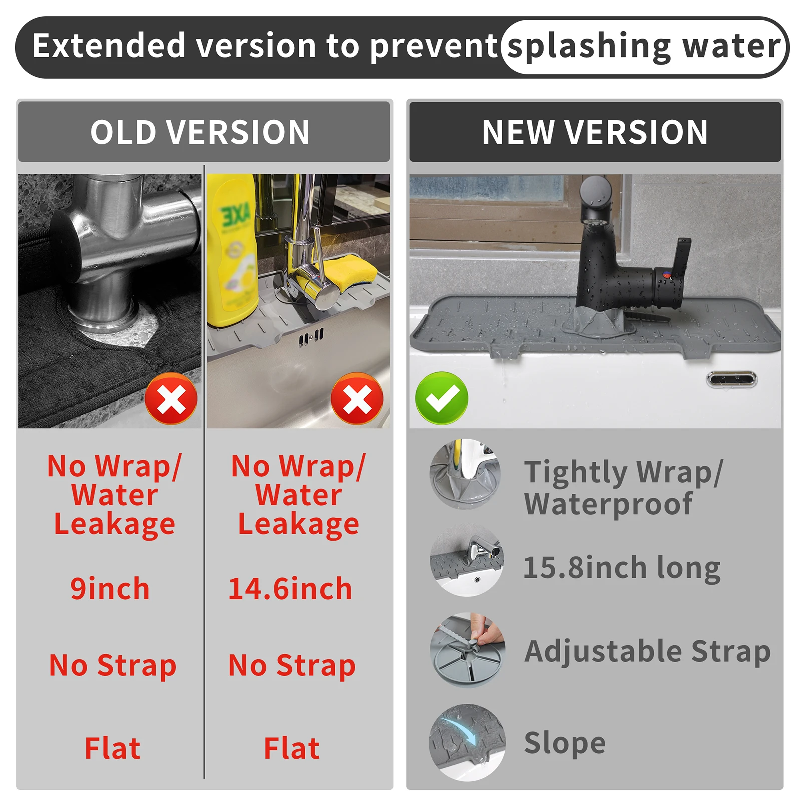 Silicone Drying Splash Pad Guard Protector for Kitchen Sink Faucet