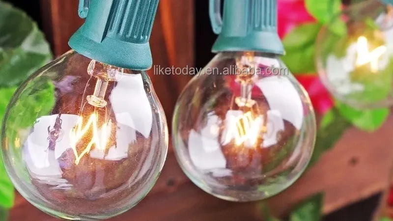25ft 110v Clear Garden Garland Lights Patio Strand G40 Patio Globe ...