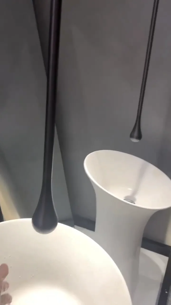 Hanging Ceiling Faucet Matte Black Solid Brass Wall Mounted Water Drop ...