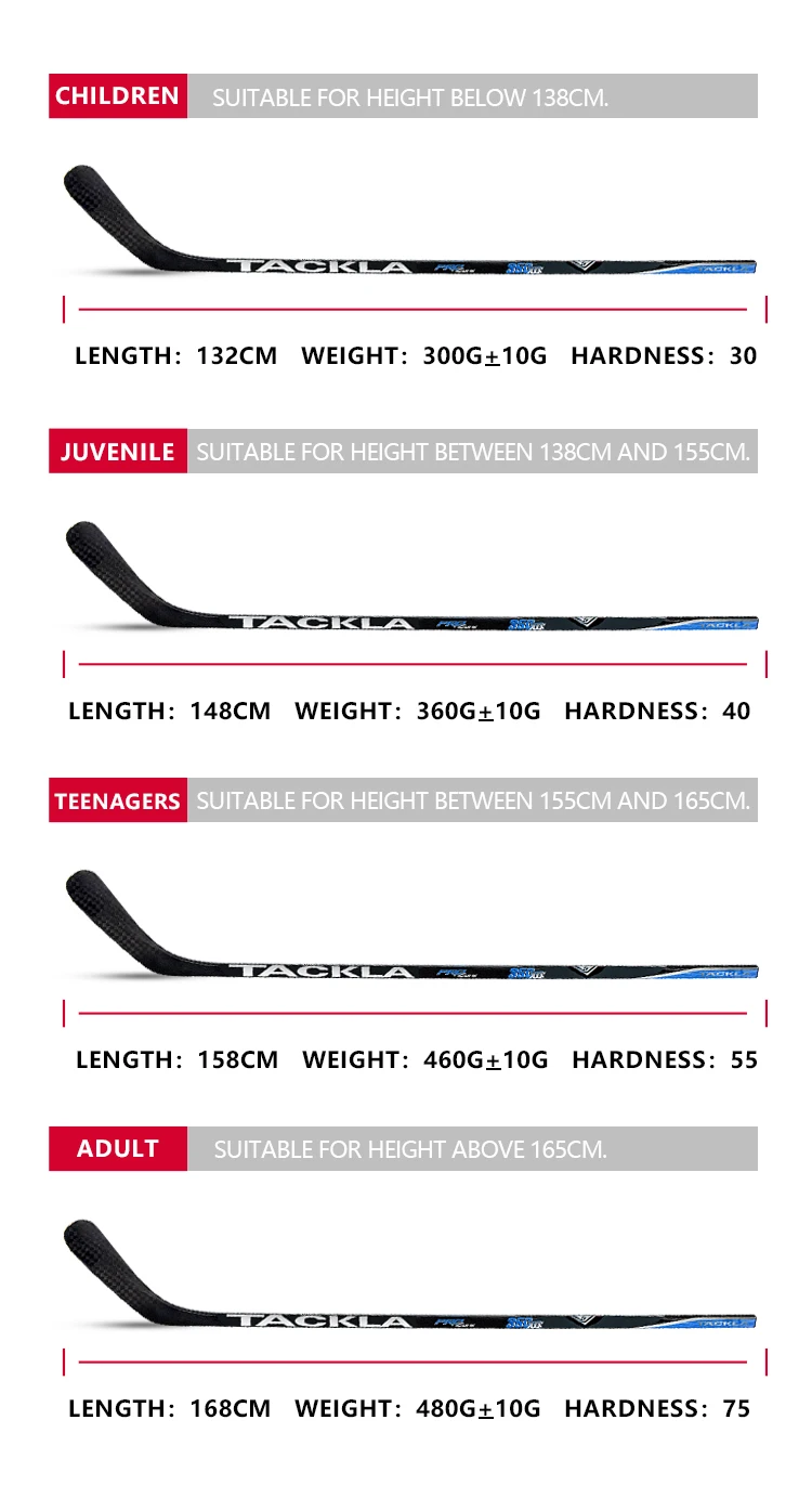 Lightweight Ice Hockey Sticks by TACKLA - Durable & Strong