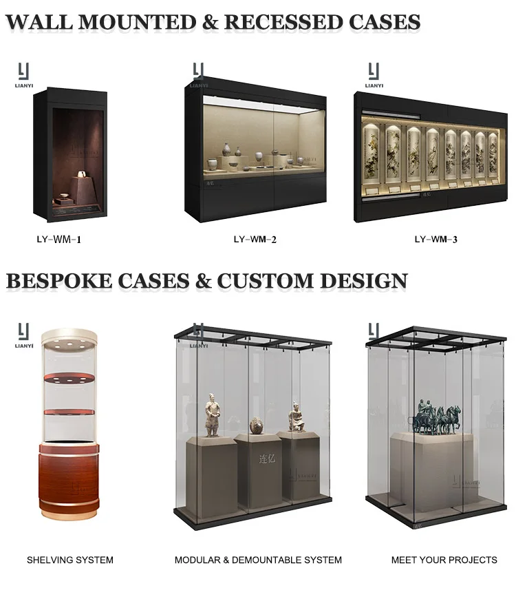 Wall Mounted Museum Showcase - Customizable Display Cabinet