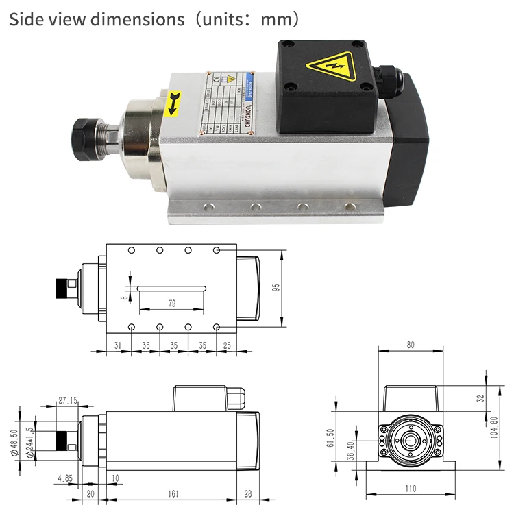 CNC Mill Spindle Motor ER20 2.2KW - Air Cooled & Efficient