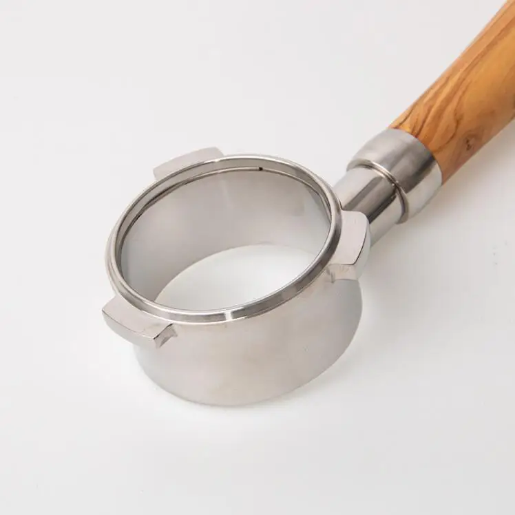 Olive Wood Coffee Handle Stainless Steel Bottomless 3 Ears Espresso ...