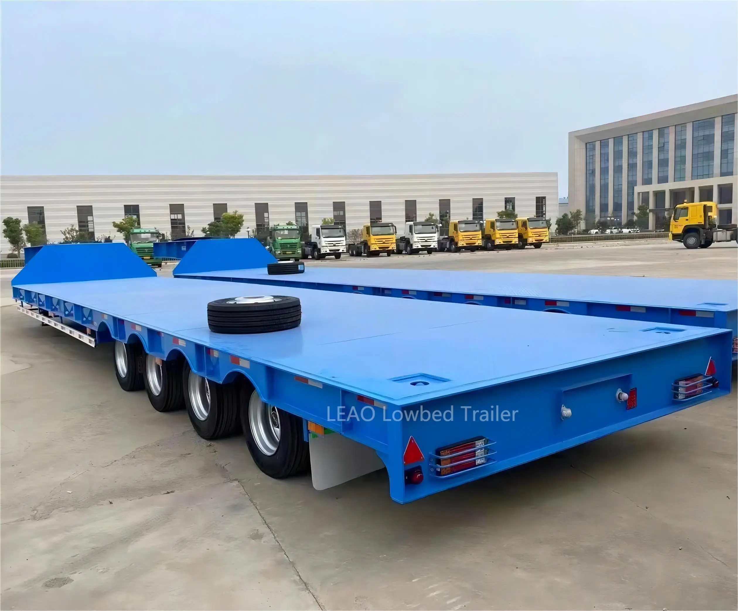 Aleeao 3 Axles 80t Lowbed Lowboy Low Flatbed Loader Drop Deck Trailer ...
