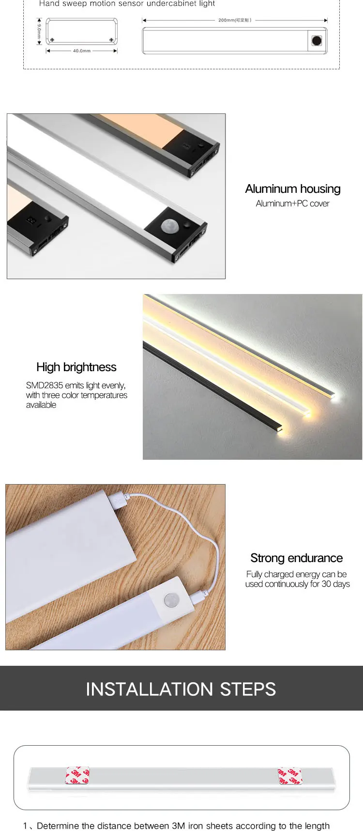 Customized Length Ultra Thin Under Cabinet Light With Hand Sweep Sensor ...