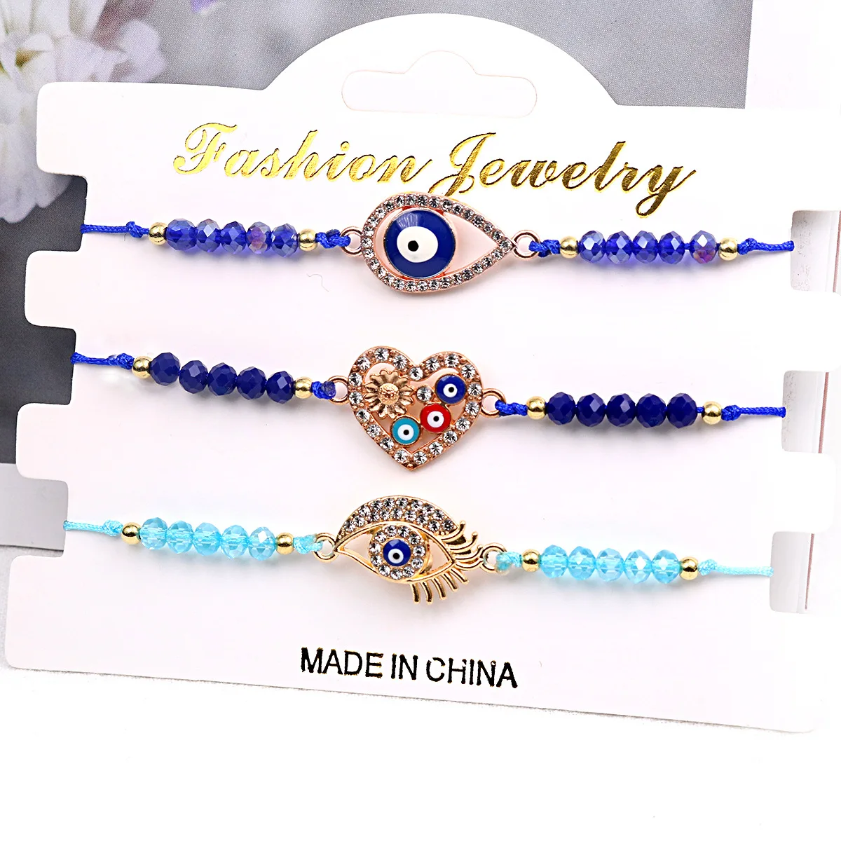 Kingcome Moon Star Woven Rope Devil's Eye Bracelets Fashion Good Luck ...