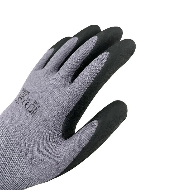 High Abrasion 15G Nylon Spandex Seamless Micro Foam Nitrile Palm Coated ...