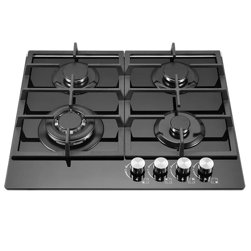 Multifunctional Electric Gas Stove 4 Burner - Black Tempered Glass