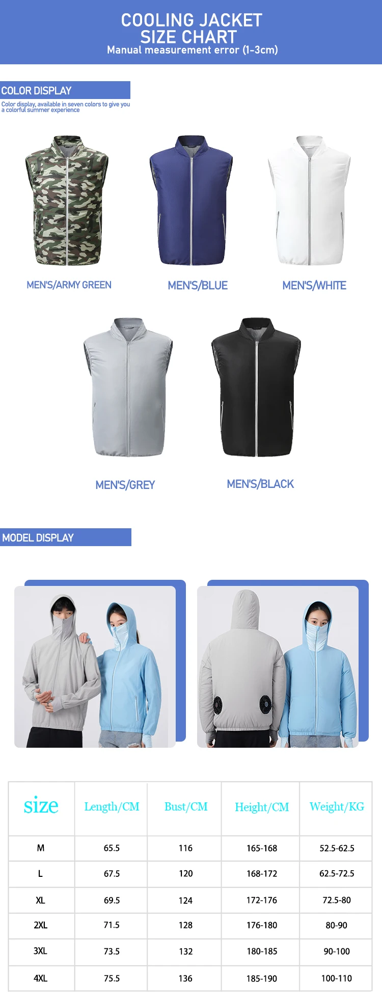 Summer Cooling Fan Vest USB for Workers - 100% Polyester