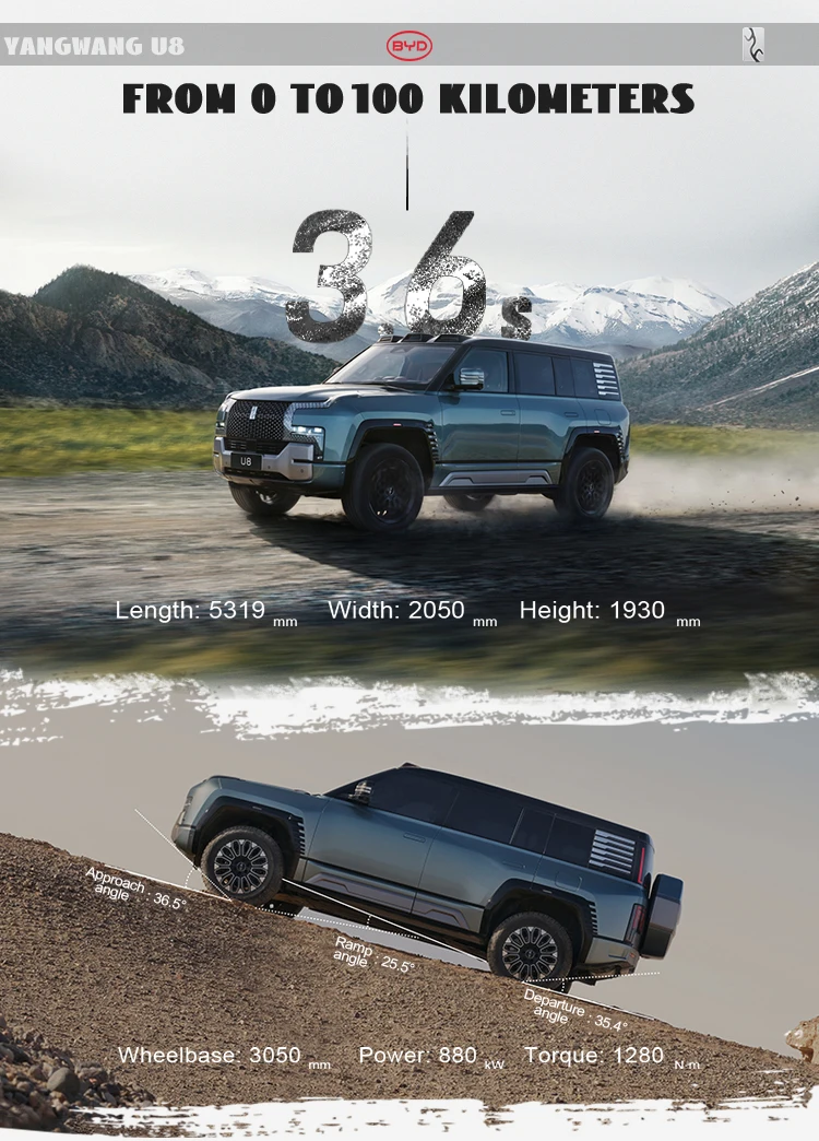 Electric Vehicles New Cars Byd Yangwang U8 Auto Electric Luxury Suv U8 Ideal New Energy Byd ...