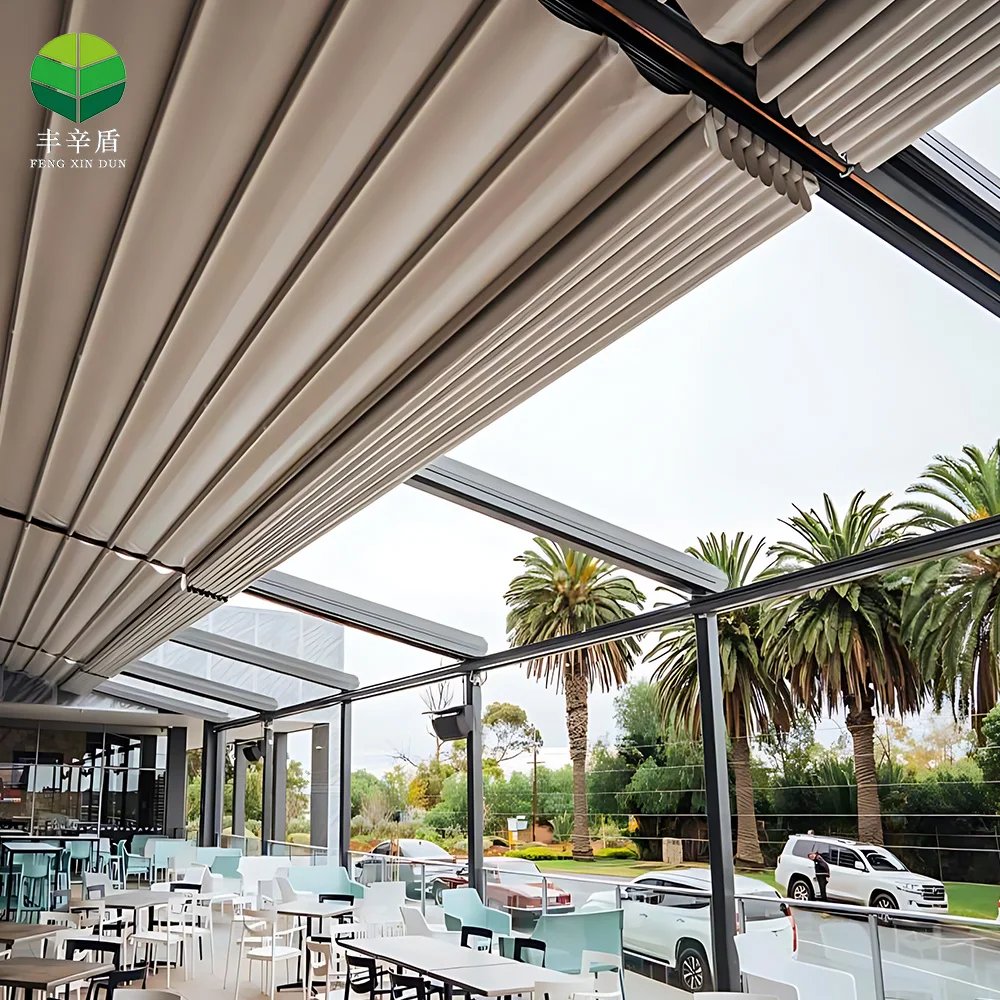 Waterproof Sun Shade Outdoor Retractable Roof Pergola Aluminium PVC ...