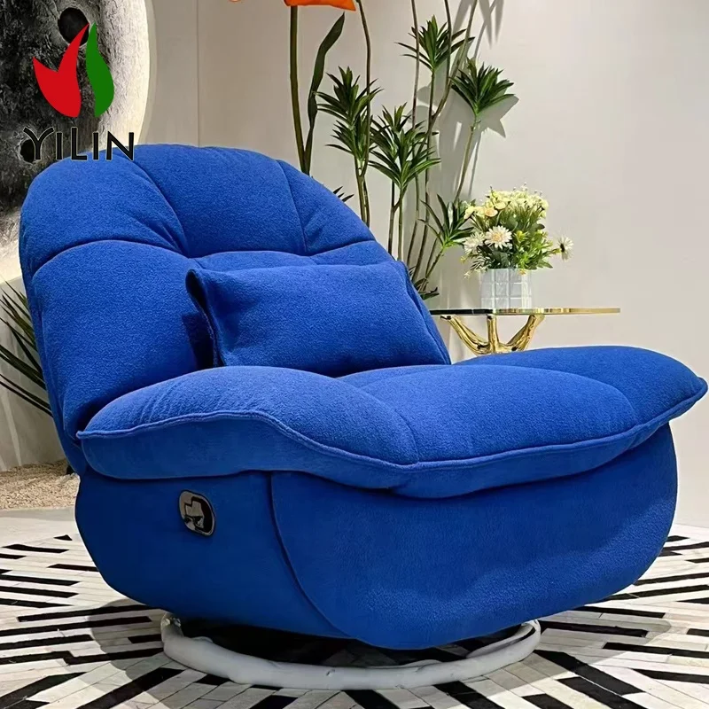 Hot Selling Modern Blue Fabric Electric Swivel Chair Reclining Rocking ...