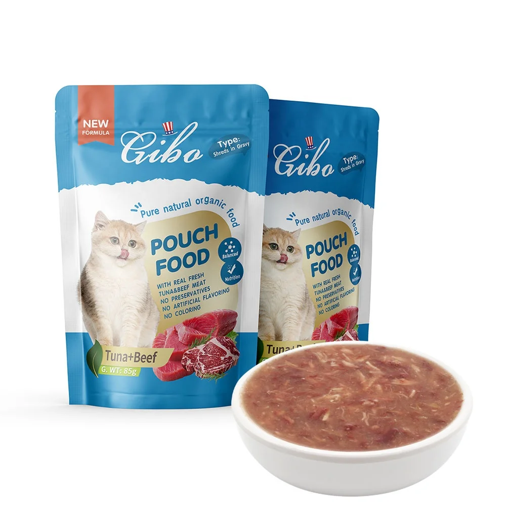 Wholesale OEM High Quality Beef Pouch Cat Food Treats