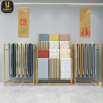 Home Textile Fabric Store Display Shelf Design Wholesale Floor Metal ...