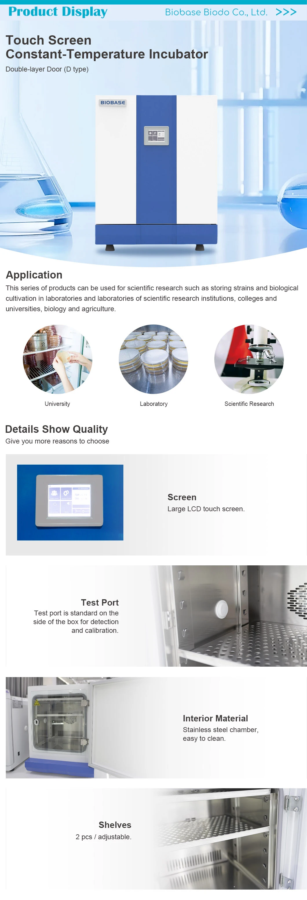 BIOBASE CHINA E Touch Screen Constant-Temperature Incubator BJPX-H54BK ...