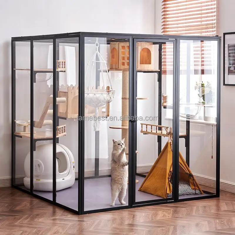Large Indoor Cat Enclosure - FAMEBEST Cat Condos & Platforms