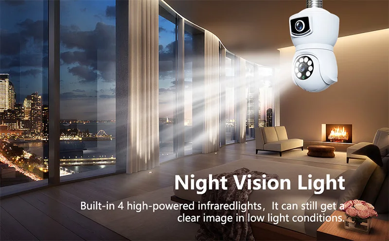 4mp E27 Wireless Wifi Dual Lens Bulb Camera 360 Security Surveillance ...