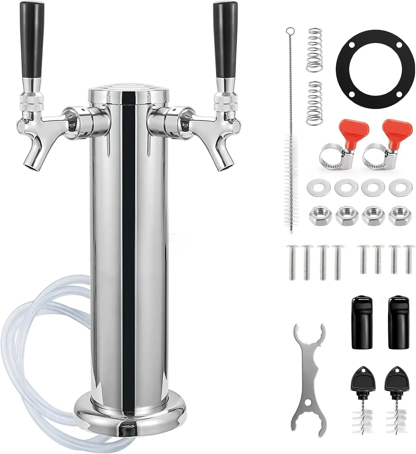 Stainless Steel 3'' Brewing Tower Beer Faucet Dispenser Double Tap ...