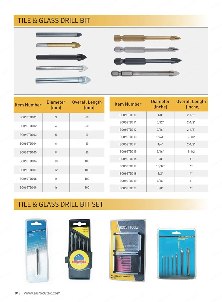 Eurocut Glass Drill Tin Coated Cross Tip Yg6x High Carbon Steel Drill ...