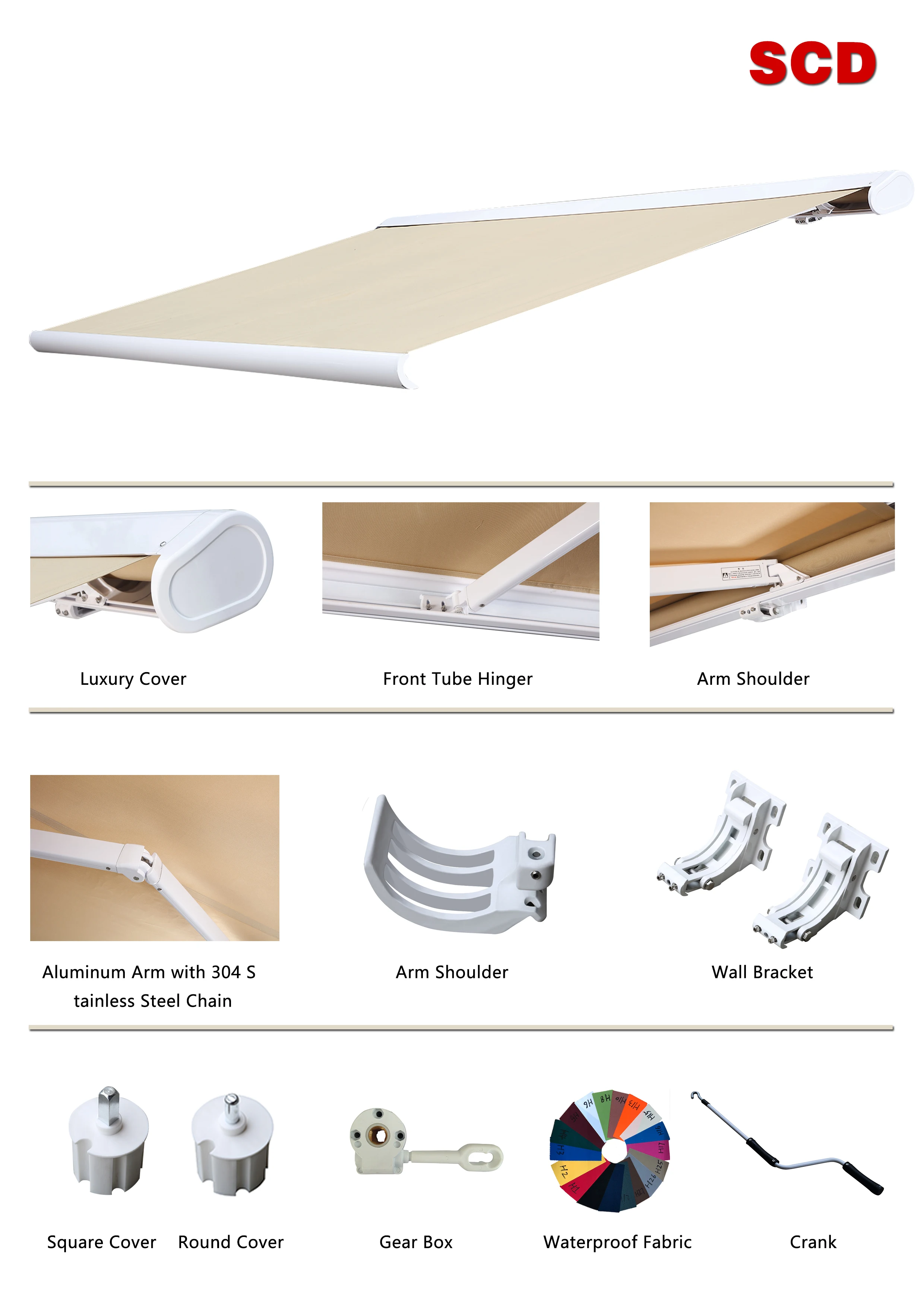 Big Roof Cover Retractable Aluminum Awning with Remote Control