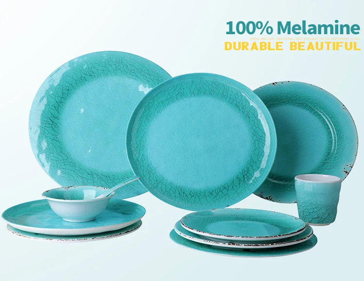 12 Piece Vintage Melamine Dinnerware Set Rustic Farmhouse Crackle ...